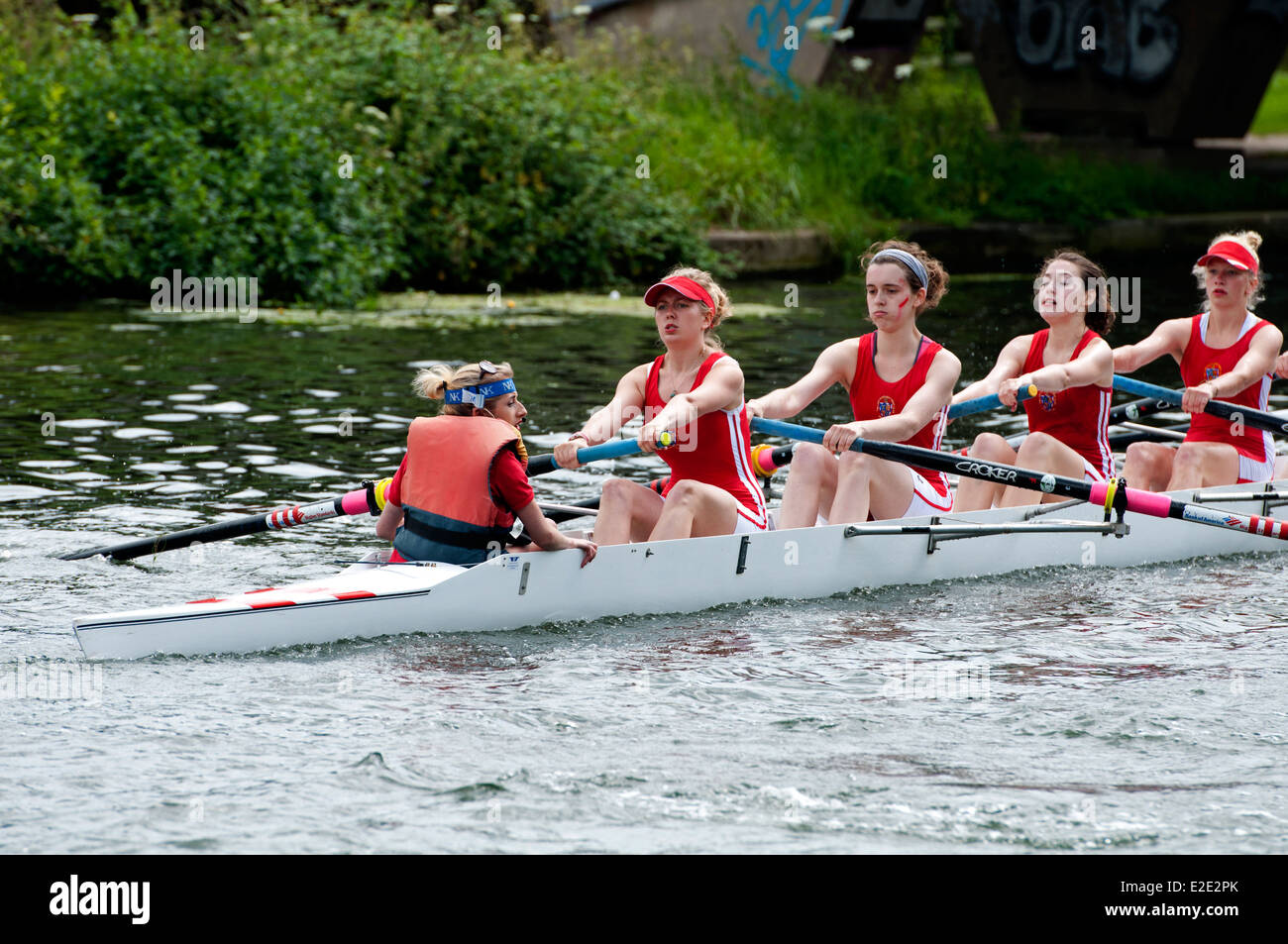 Cambridge May Bumps, Lady Margaret Boat Club ladies eight Stock Photo ...