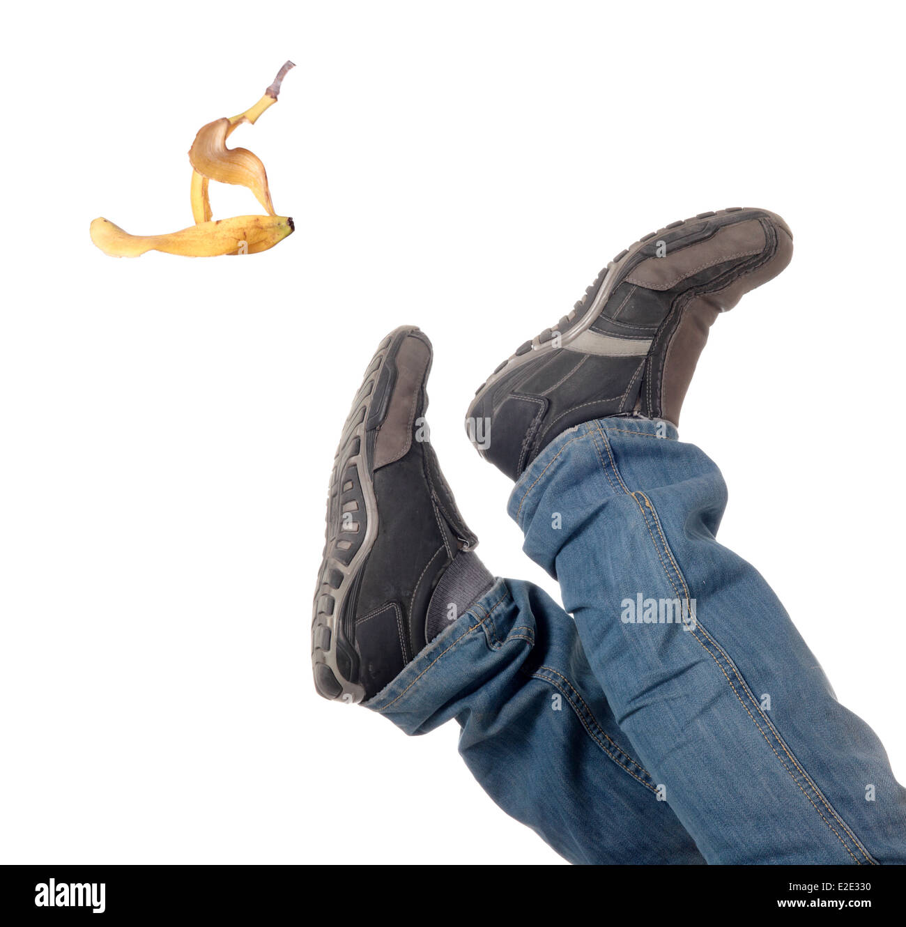a man taking a fall with a banana peel Stock Photo - Alamy