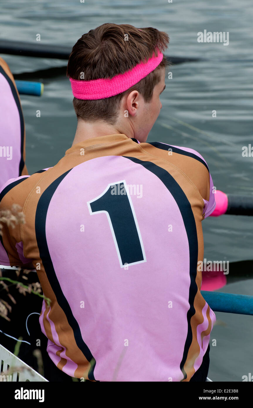 Cambridge May Bumps, a Churchill College men`s eight rower before a ...