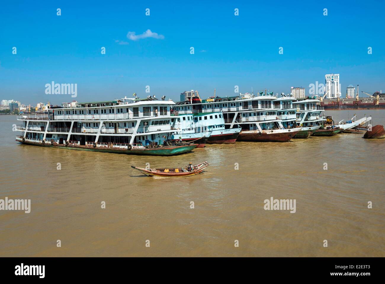Myanmar (Burma) Yangon division Yangon Pansodan jetty Irrawady river ...