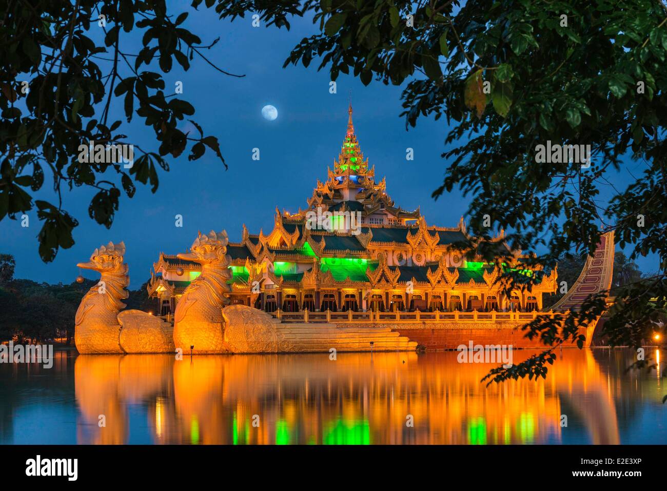 Myanmar (Burma) Yangon division Yangon Kandawgyi Lake floating ...