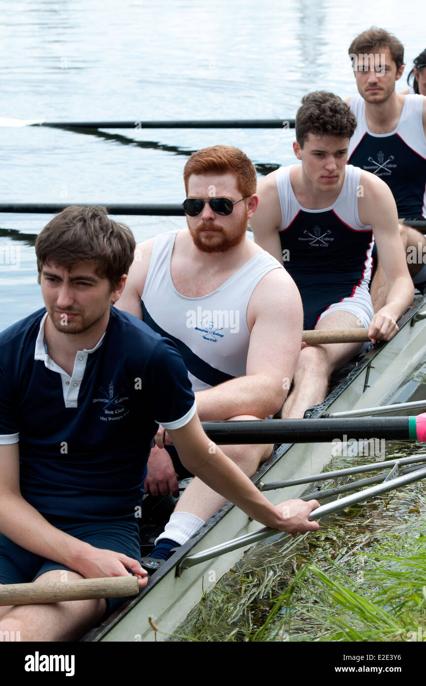 Cambridge May Bumps, a Homerton College men`s eight before a race Stock ...