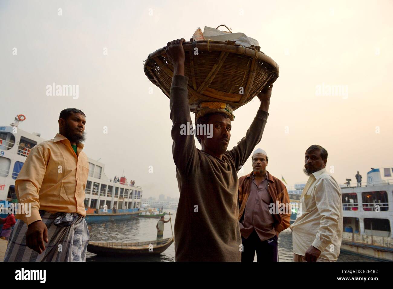 Bangladesh Dhaka (Dacca) Old Dhaka the Sadarghat boat terminal on the ...