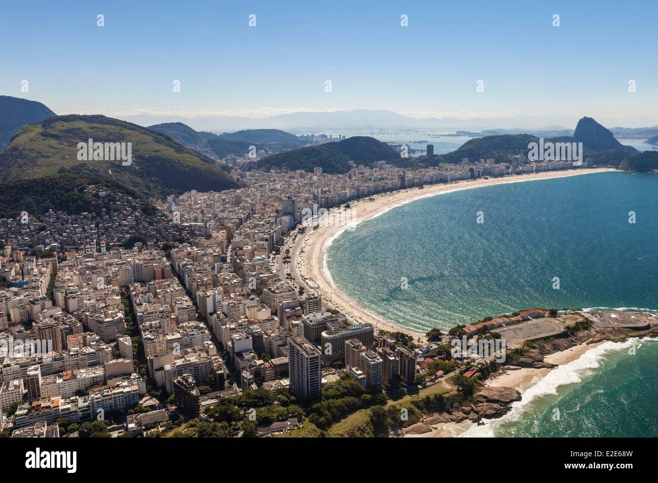Brazil, Rio de Janeiro, the tip of Arpoador and Copacabana beach ...