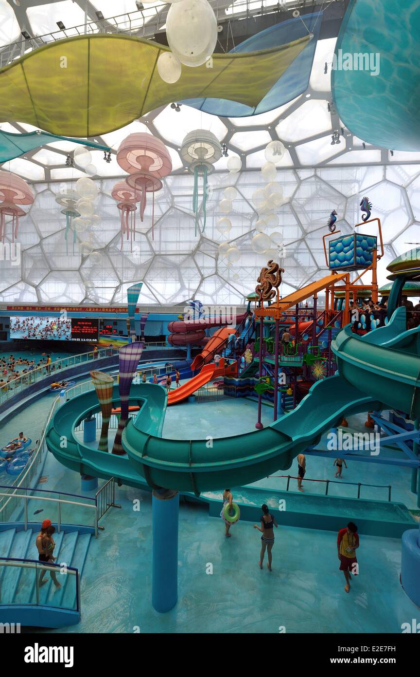 China, Beijing, Olympic Park, National Aquatics Center, Water Cubic ...