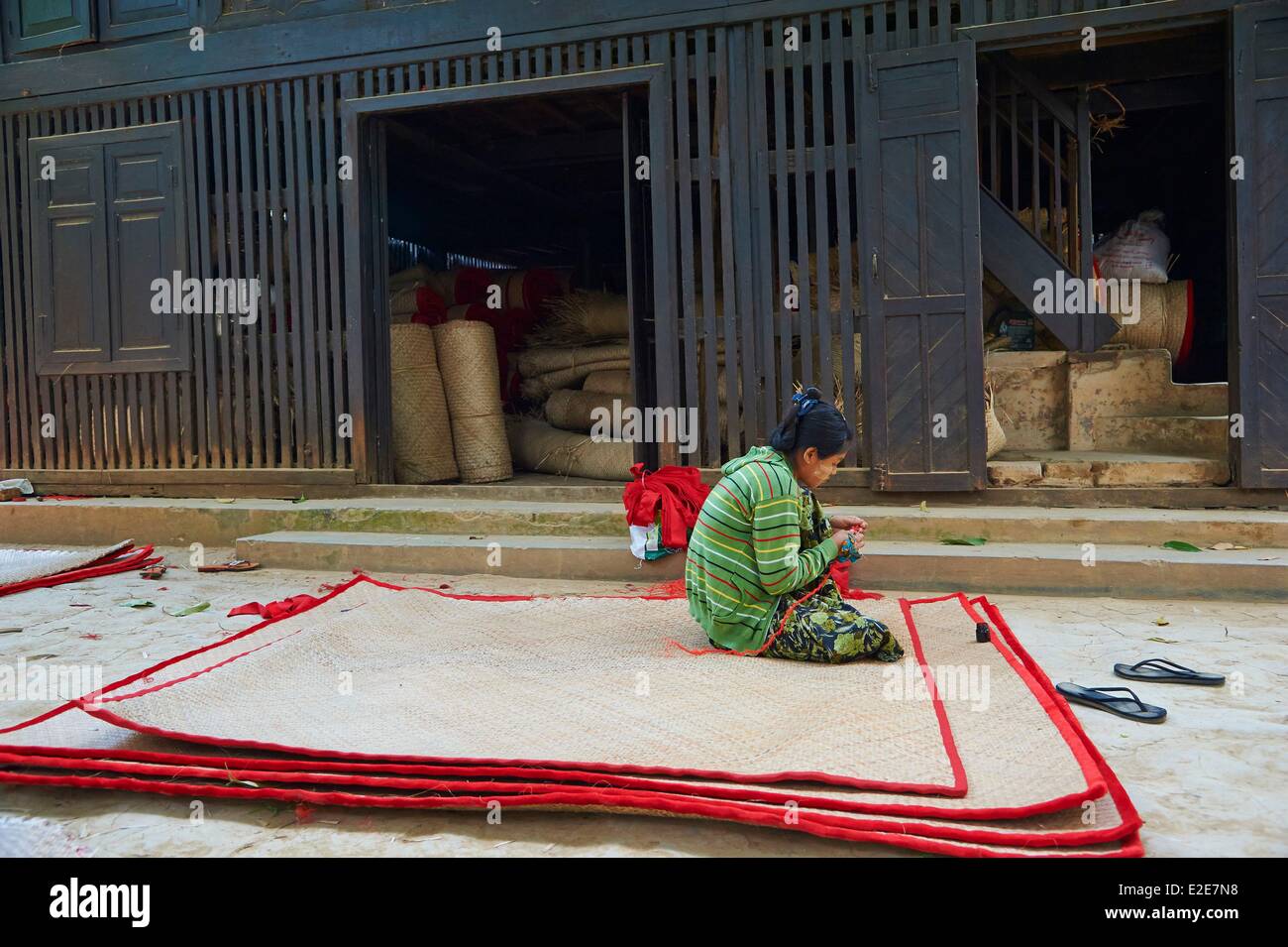 Myanmar (Burma), Mandalay Region, Inwa, the old capital, women making ...
