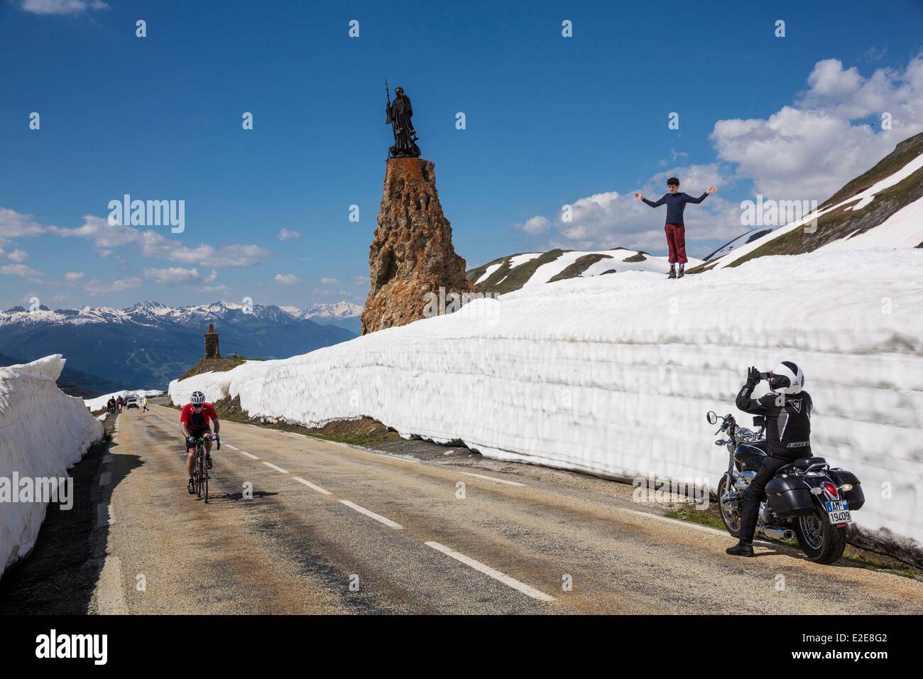 France, Savoie, Seez, statue of Saint Bernard de Menthon (923 1008) at ...