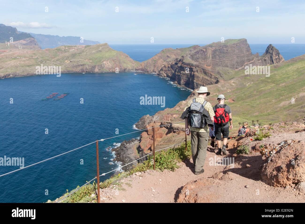 Portugal, Madeira island, hickers at the Saint Laurent peninsula, Ponta ...