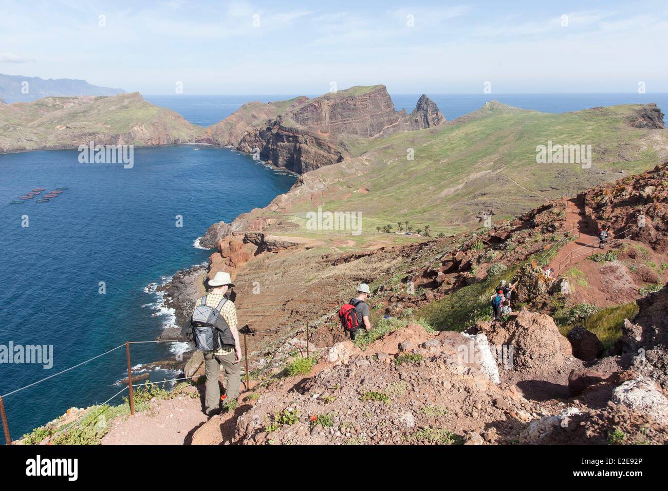 Portugal, Madeira island, hickers at the Saint Laurent peninsula, Ponta ...