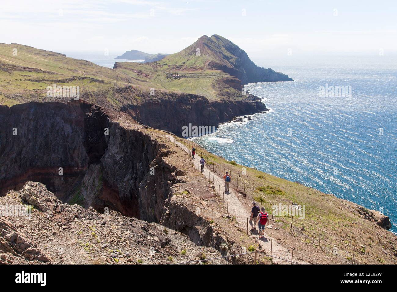 Portugal, Madeira island, hickers at the Saint Laurent peninsula, Ponta ...