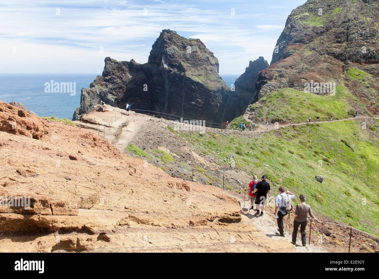 Portugal, Madeira island, hickers at the Saint Laurent peninsula, Ponta ...