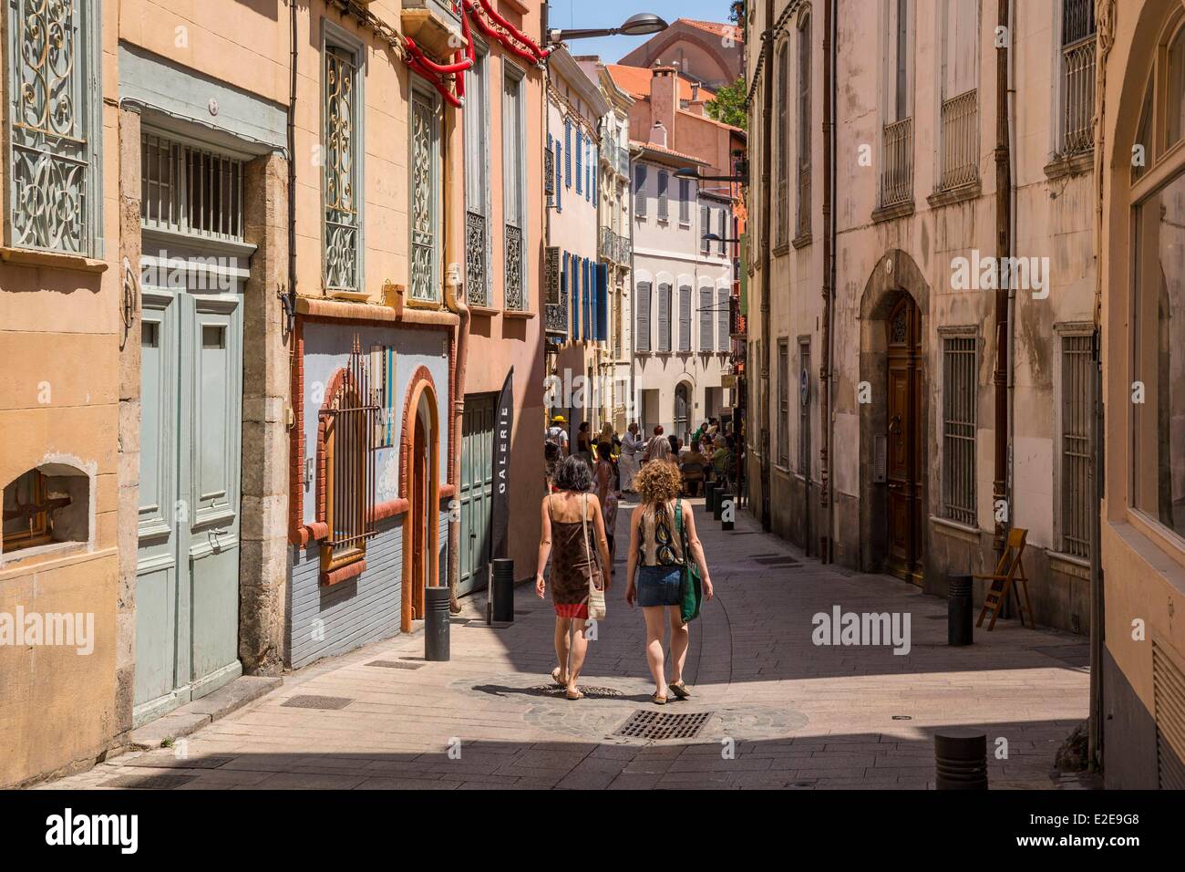 France, Pyrenees-Orientales, Perpignan, street of the Revolution ...