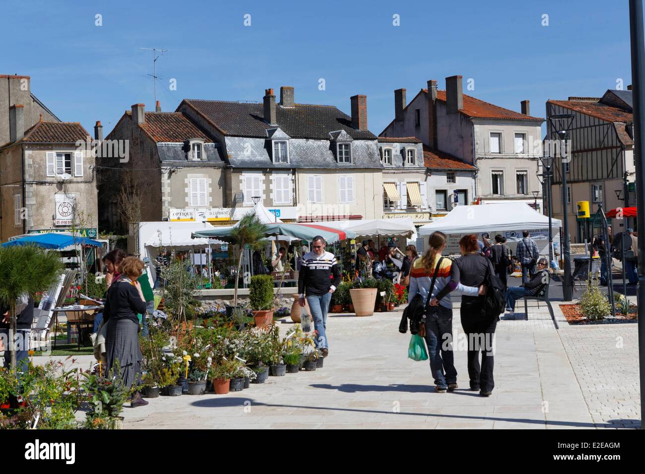 France, Vienne, Montmorillon, market day, Gartempe valley Stock Photo ...