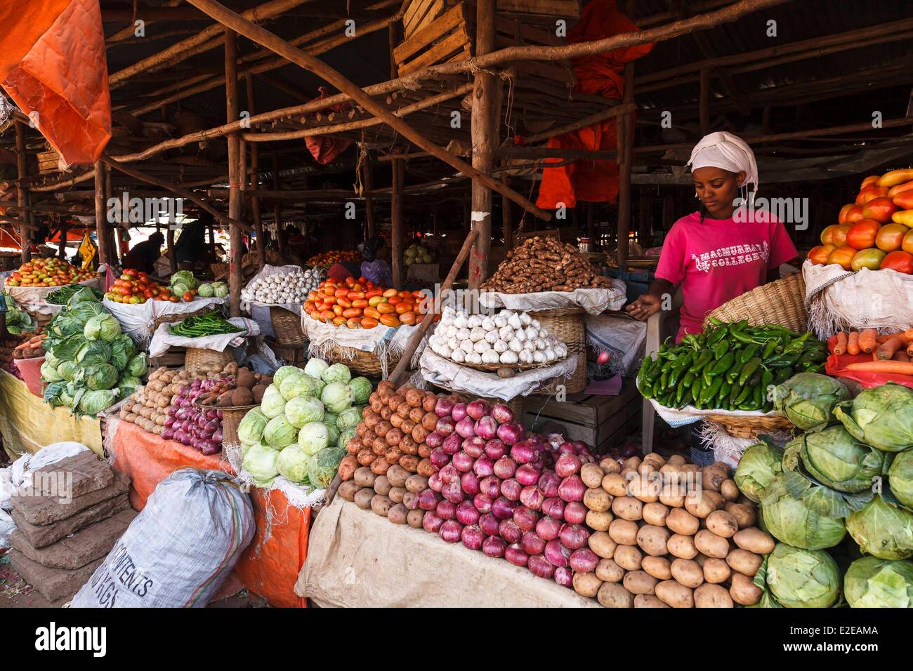 Ethiopia, Amhara region, Bahir Dar, fruits and vegetables and at the ...