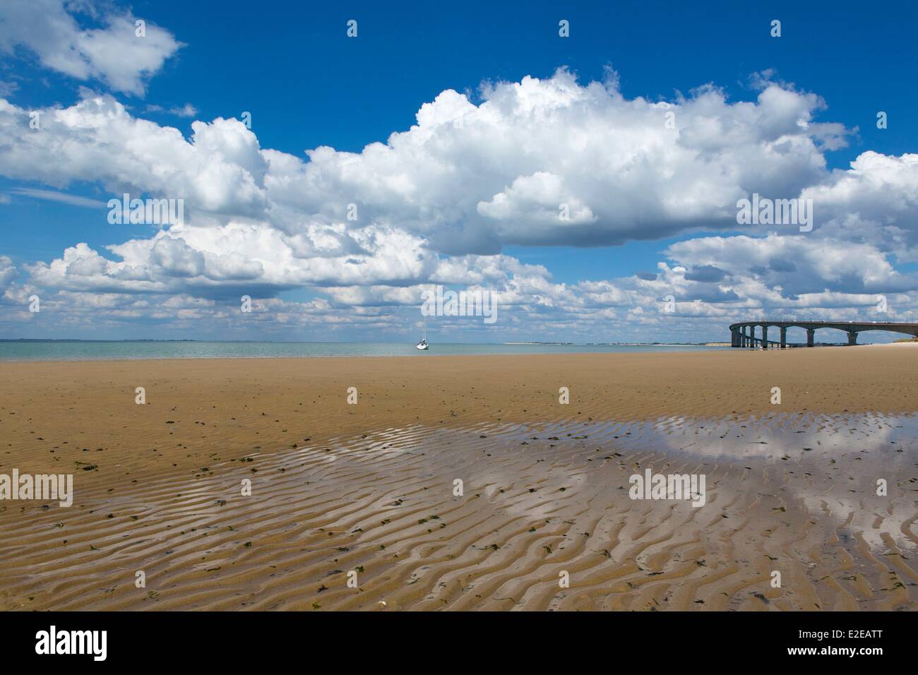 France, Charente Maritime, Ile de Re, Rivedoux Plage, the beach and the ...