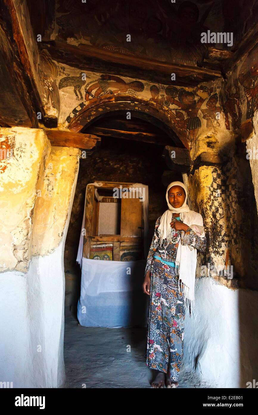 Ethiopia, Tigray region, Wukro, young lady inside Petros and Paulos ...