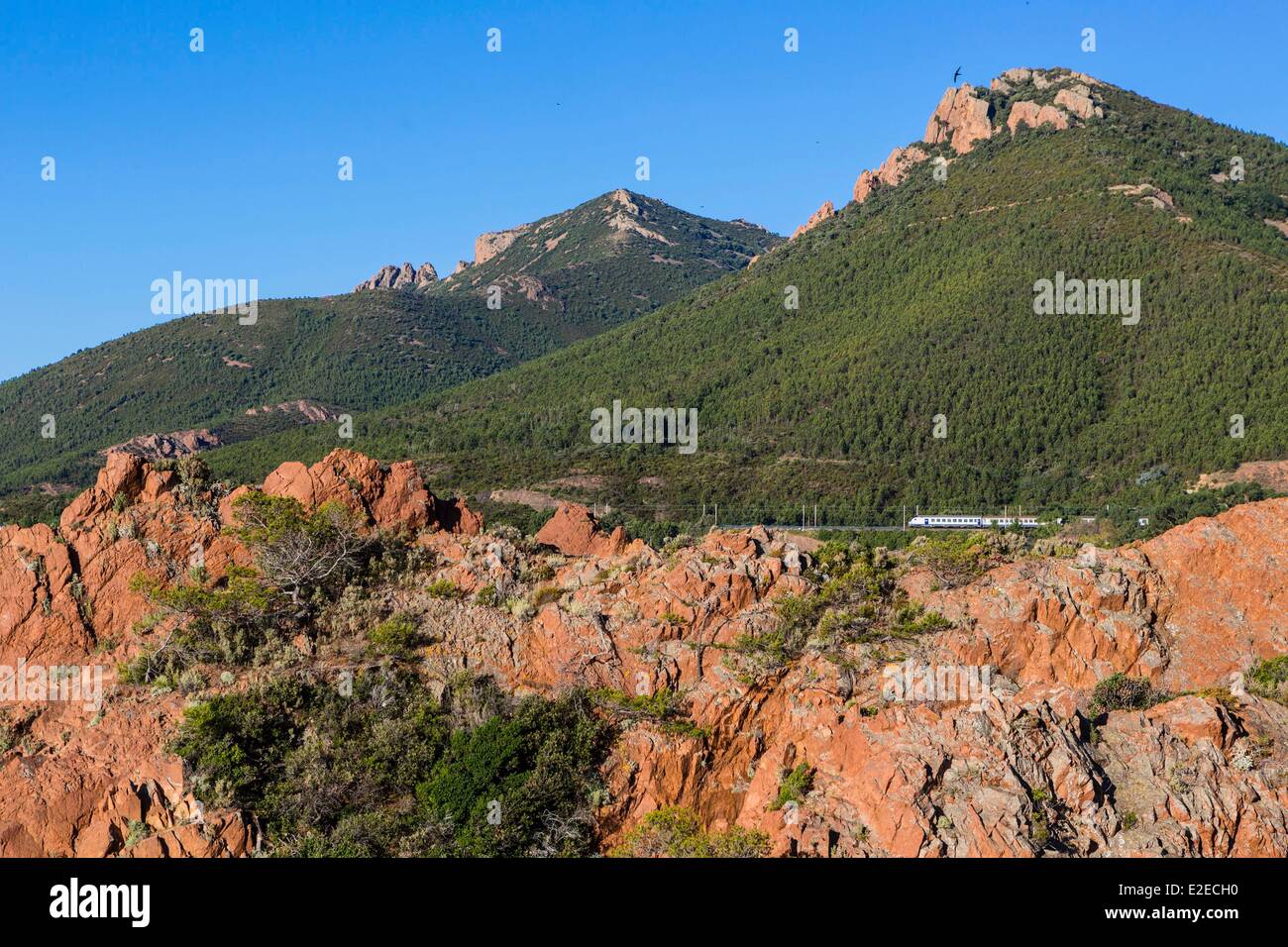France, Var, Massif de l'Esterel, the Corniche Or (Golden Cornice), Le ...