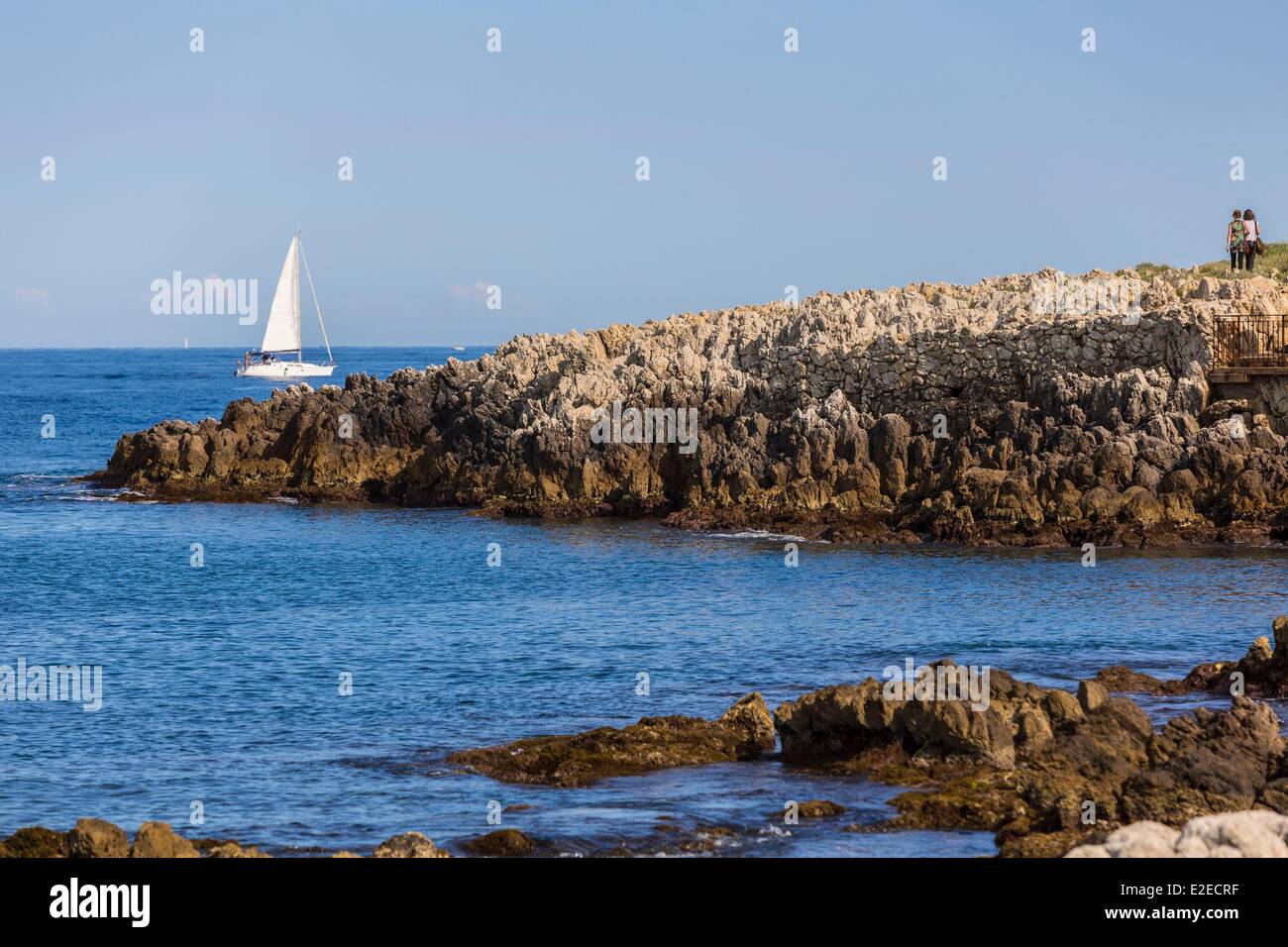 France, Alpes Maritimes, Cap d' Antibes, the path of Cape Coast (Cap ...