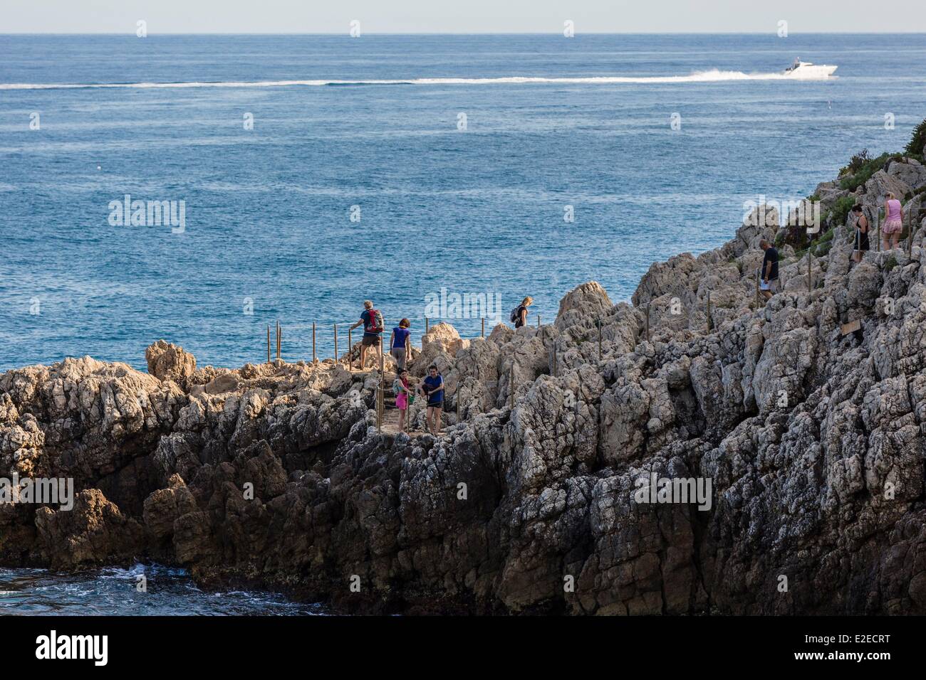 France, Alpes Maritimes, Cap d' Antibes, the path of Cape Coast (Cap ...