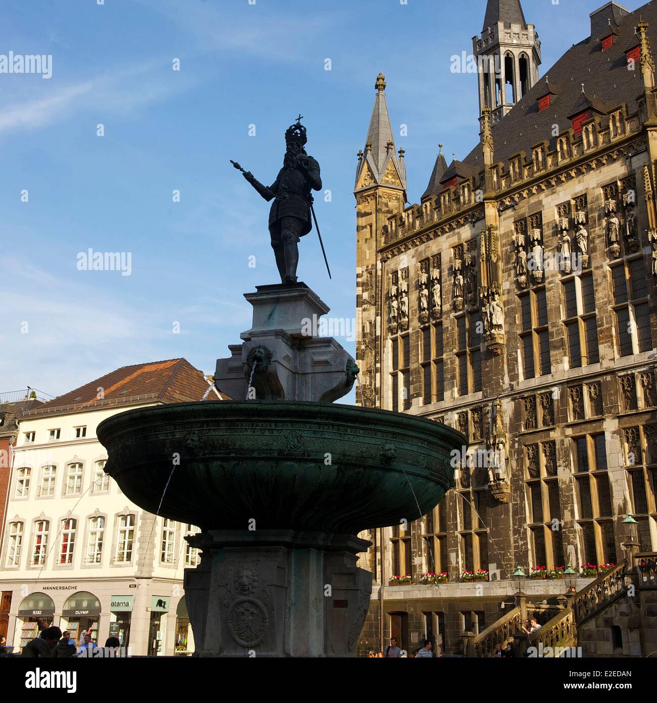 Germany North Rhine Westphalia Aachen Markt the fountain of the market ...