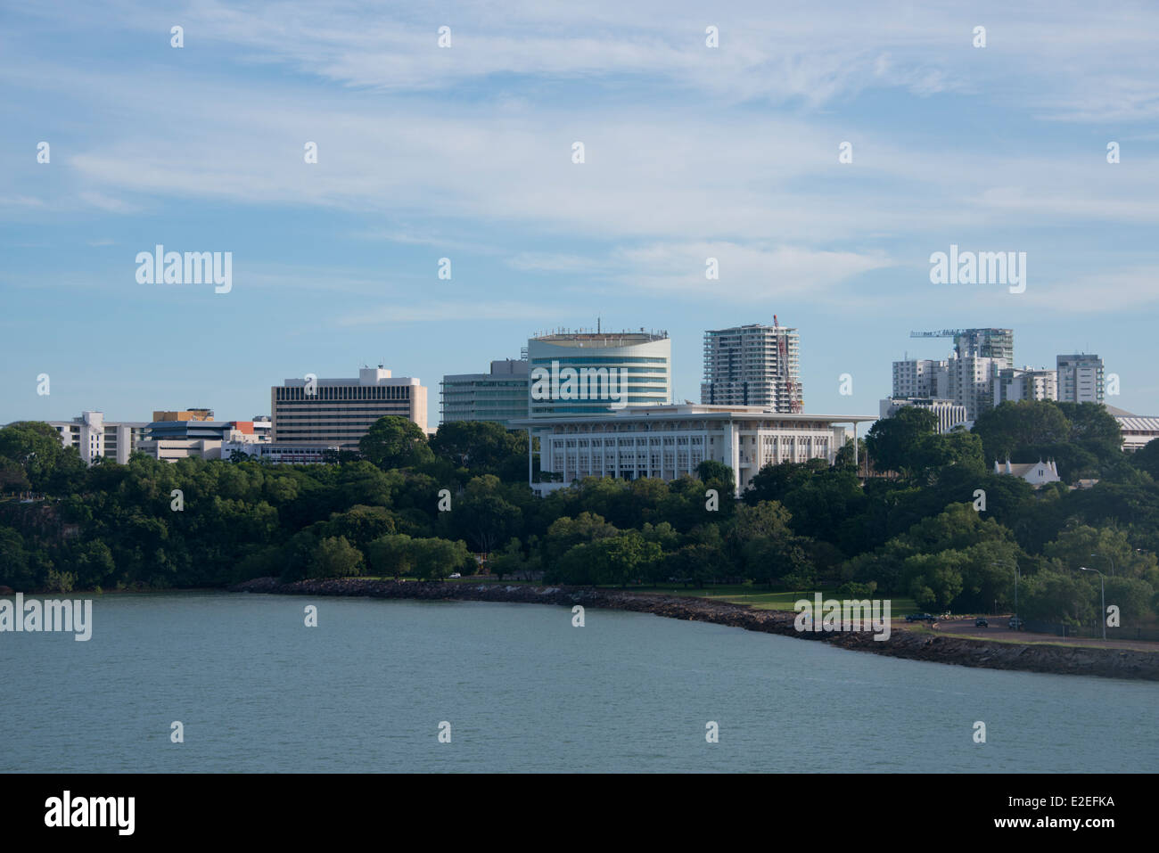 Australia, Northern Territory, Darwin. Coastal view of the port city of ...