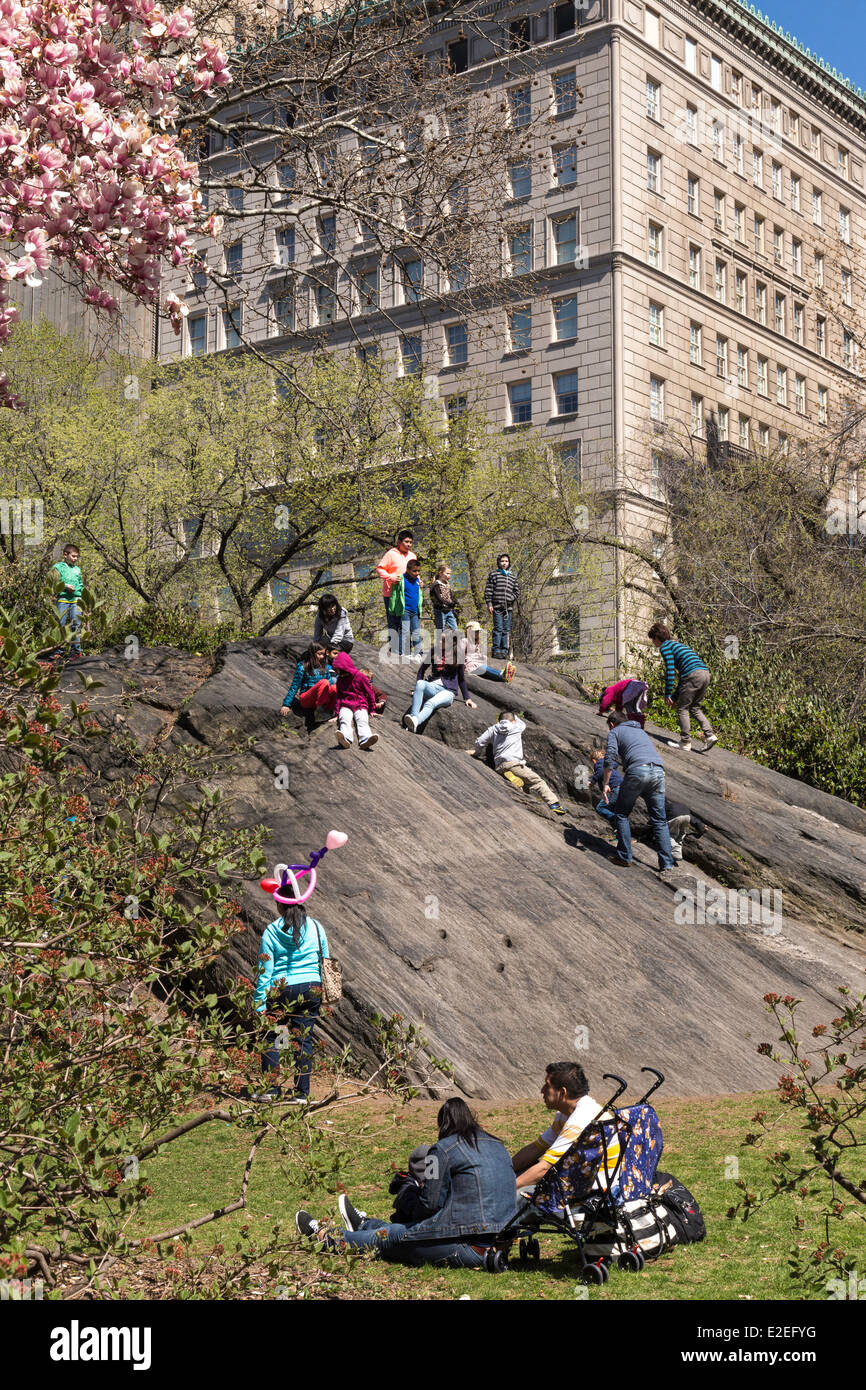 Crowds Enjoying a Springtime Day, Central Park, NYC, USA Stock Photo ...