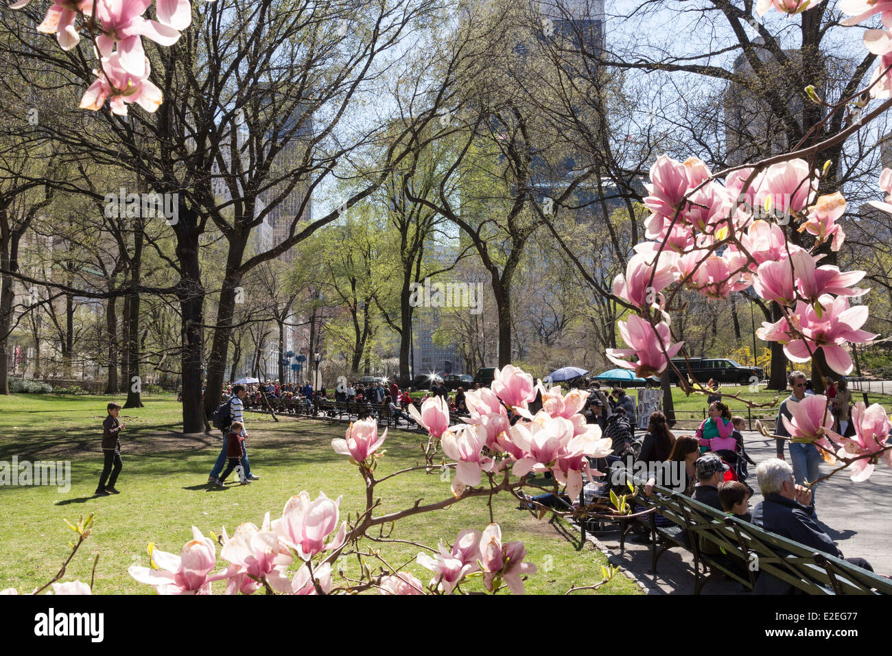 Crowds Enjoying a Springtime Day, Central Park, NYC, USA Stock Photo ...