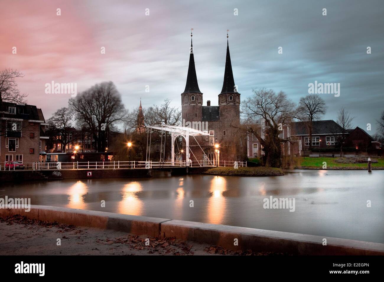 Netherlands South Holland Delft Oostport door Schie river from ...