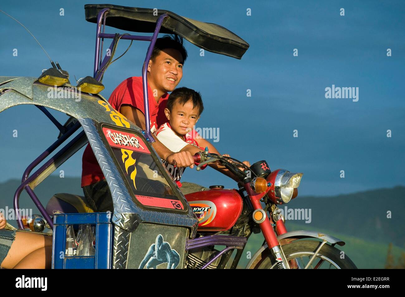 Philippines, Luzon island, Iocos Sur province, typical side car on the ...