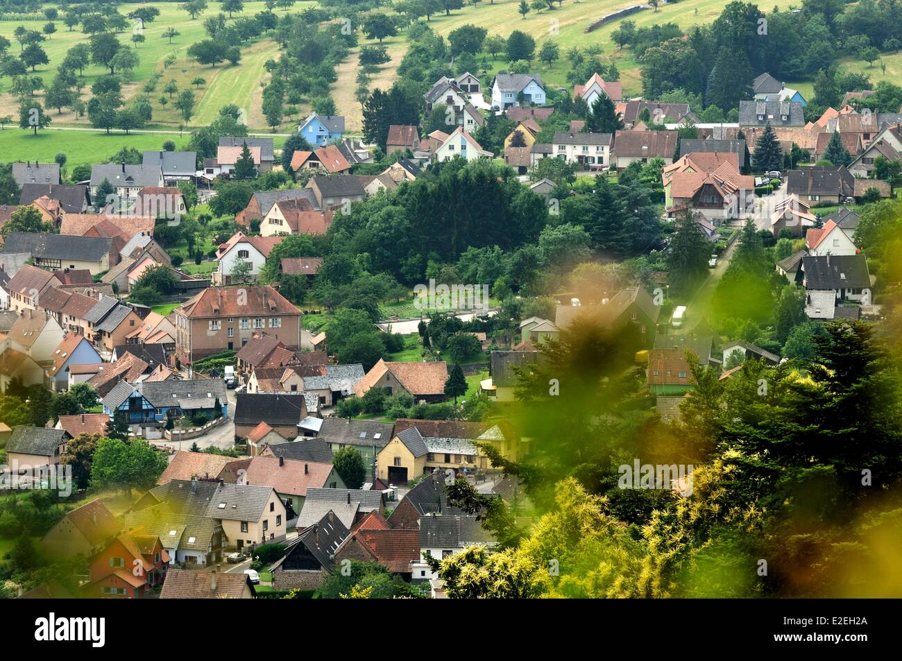 France, Bas Rhin, Saverne, Haut Barr castle, view Haegen village Stock ...