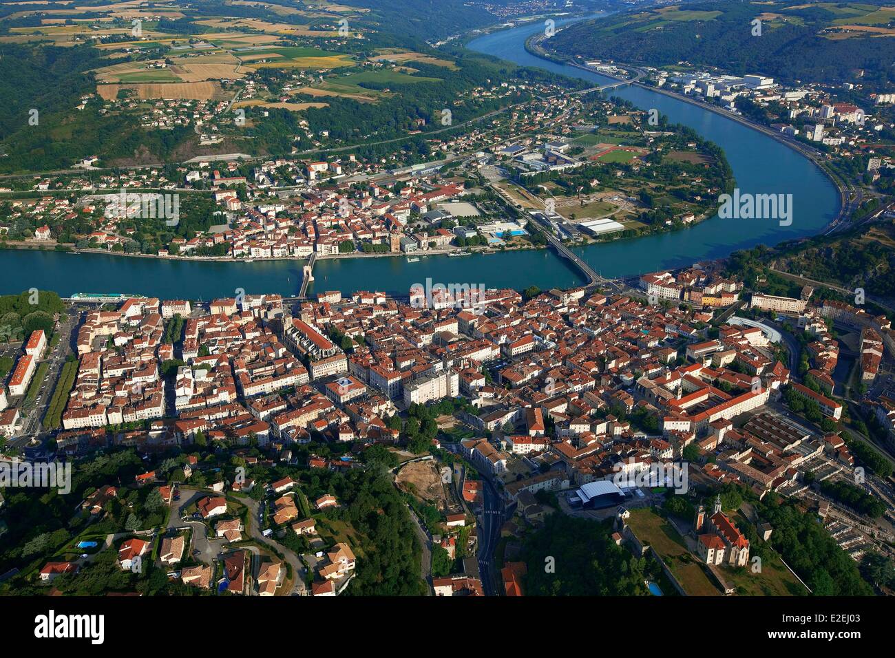 France, Isere, Rhone, Vienne, the city and the Rhone, in the background ...