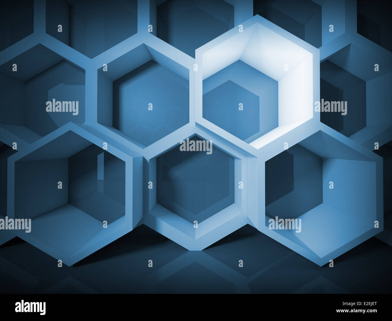 Abstract blue honeycomb structure background with light Stock Photo - Alamy