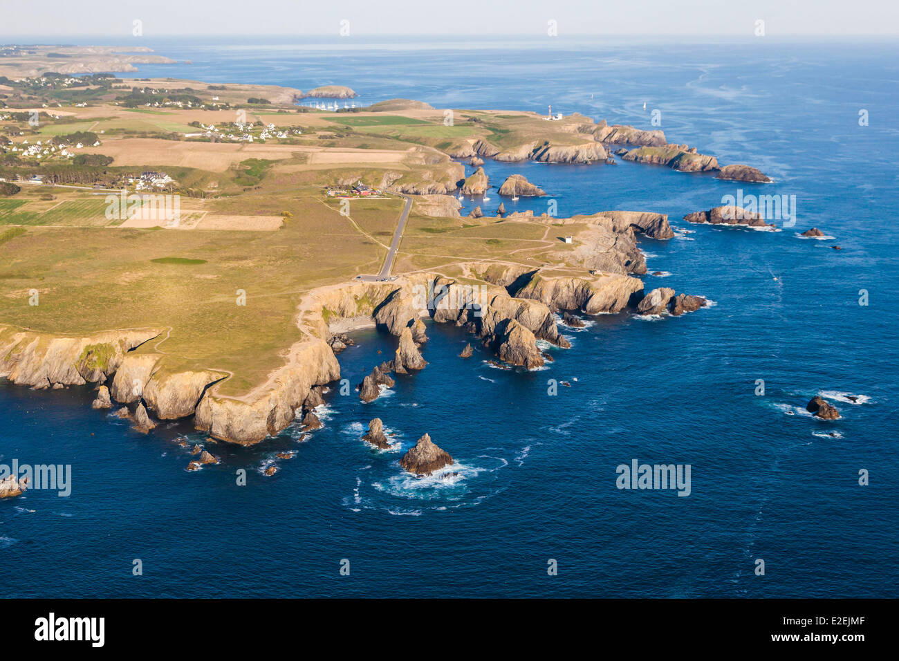 France, Morbihan, Belle Ile en Mer, Port coton spire (aerial view Stock ...