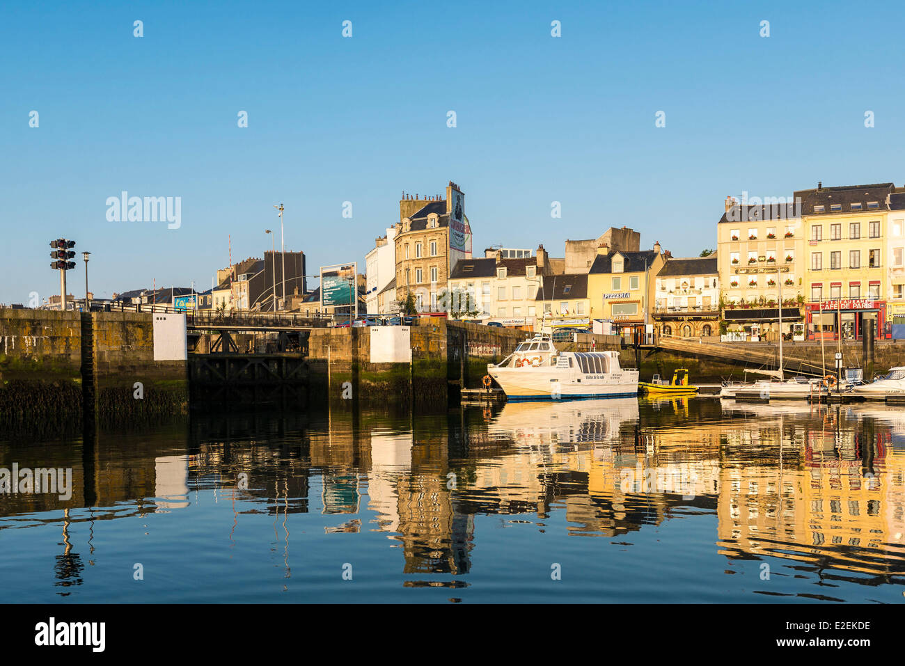 France, Manche, Cherbourg Octeville, the swing bridge and docks Stock ...