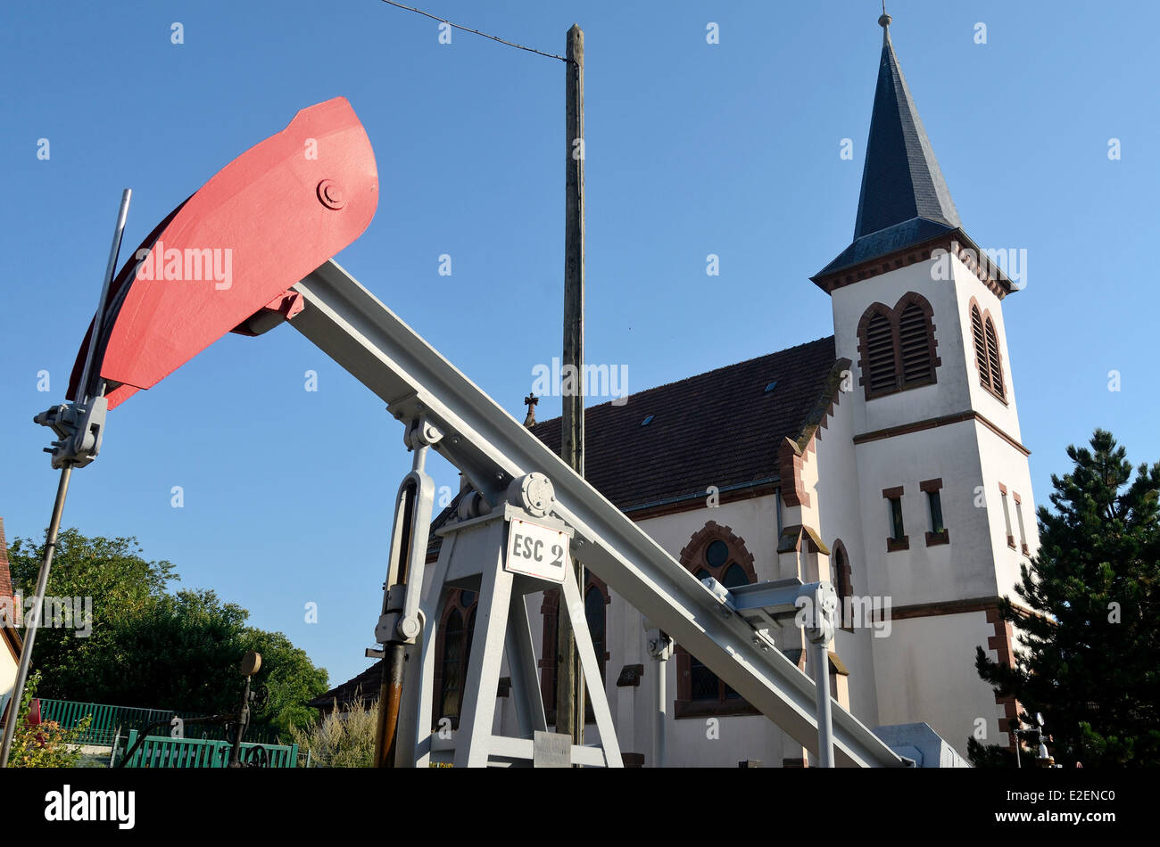 France, Bas Rhin, Merkwiller Pechelbronn, Petroleum Museum, beam pump ...