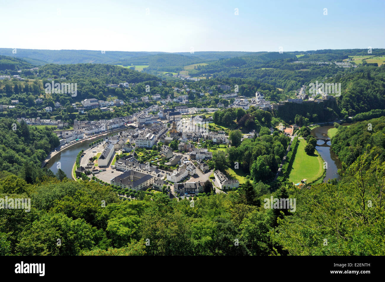 Belgium, Wallonia, Bouillon, view of the city from the Tower Stock ...