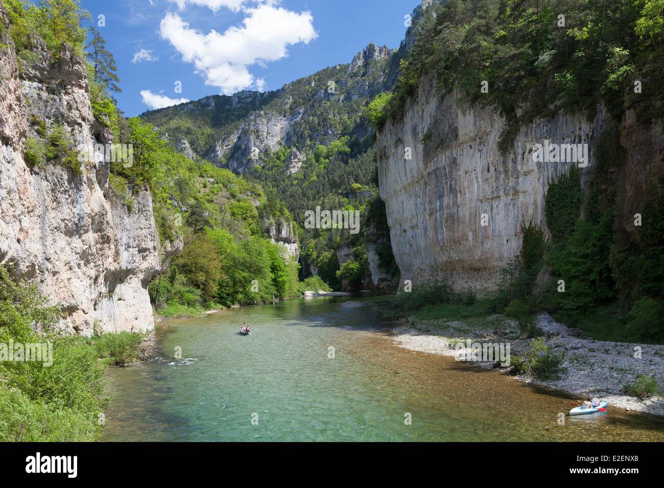 France Lozere La Malene Tarn gorges down the Tarn river by canoe the ...