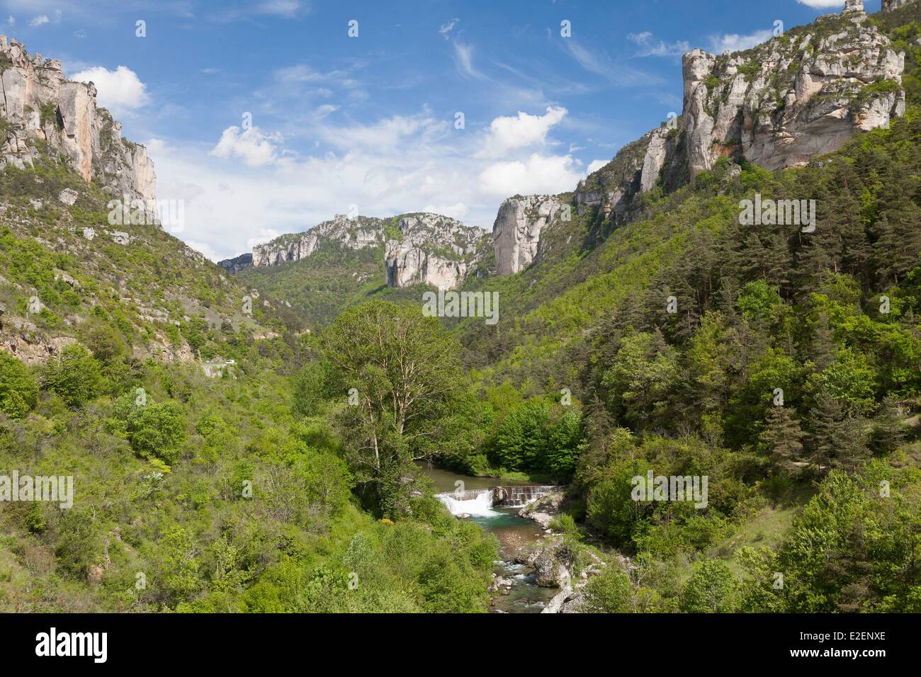 France Lozere Le Rozier Jonte gorges and ridges of causse Mejean and ...