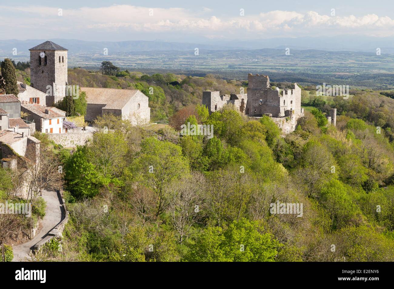France, Aude, Saissac, the church and the castle Stock Photo - Alamy