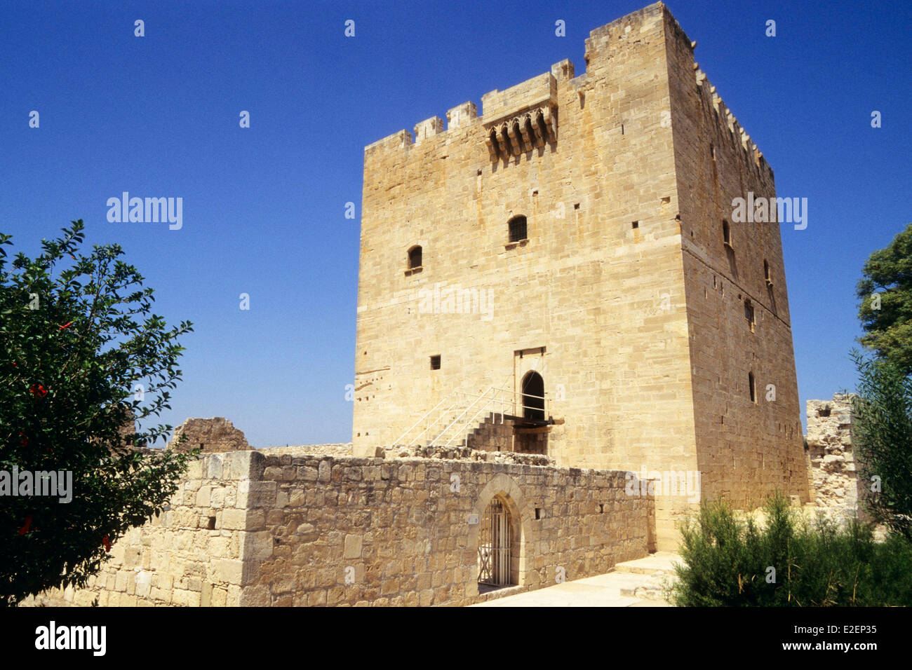 Cyprus, Limassol district, Kolossi, citadel, square tower Stock Photo ...