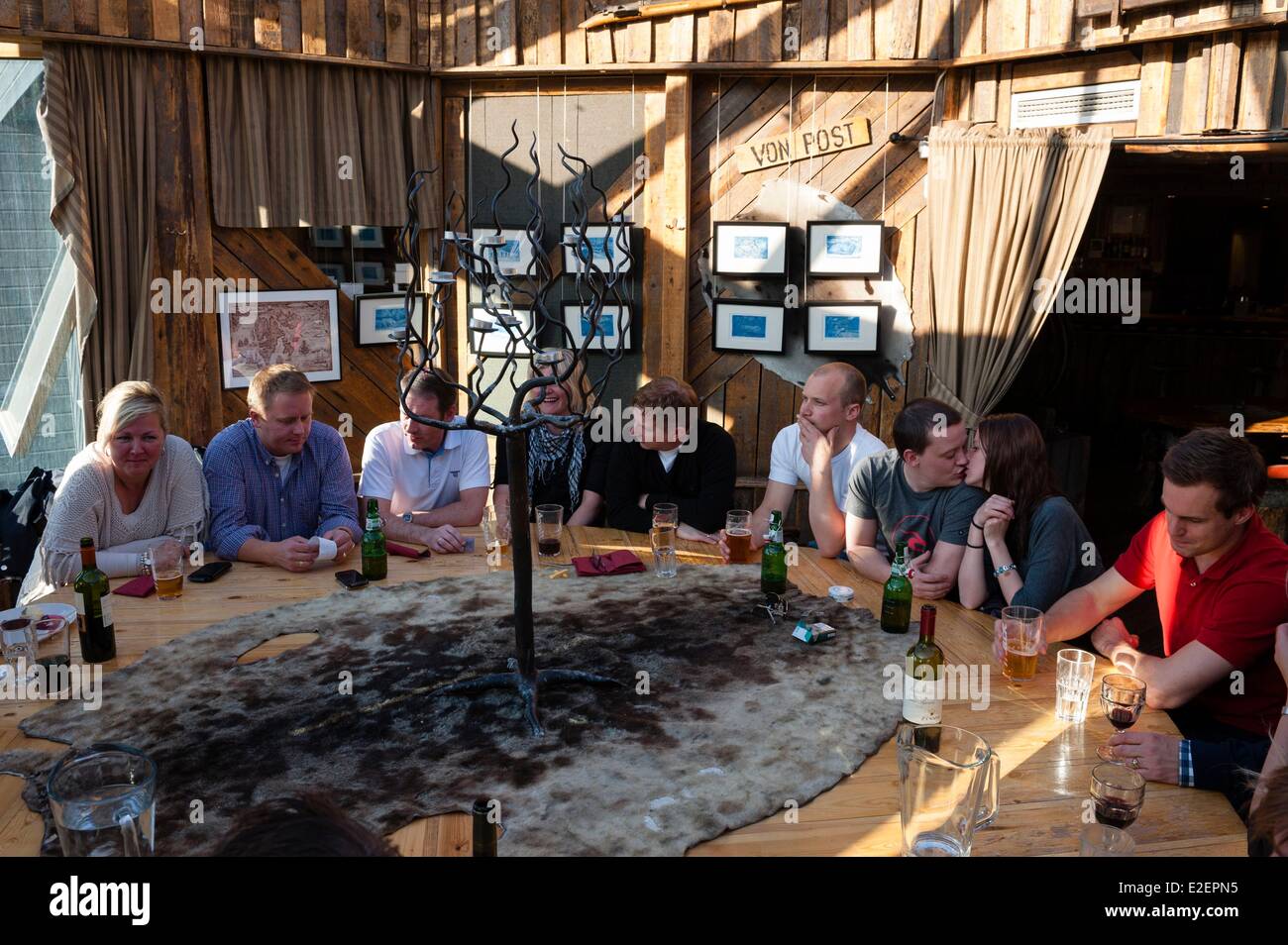 Norway, Svalbard Islands, Spitzbergen, Longyearbyen, Kroa pub Stock ...