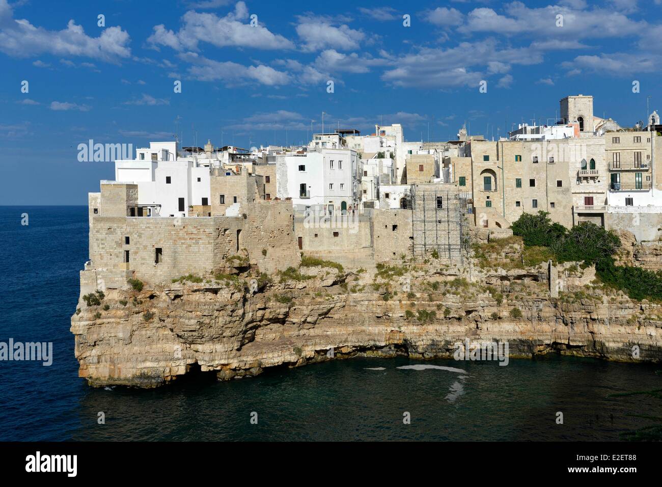 Italy, Puglia, Bari province, Polignano a Mare, creek of the port, old ...