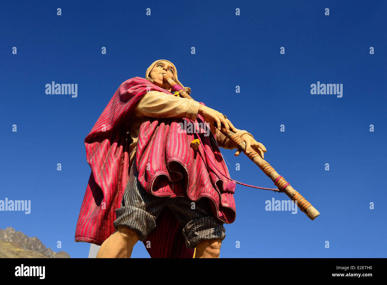 Peru, Arequipa province, Chivay, statues representing folk characters ...