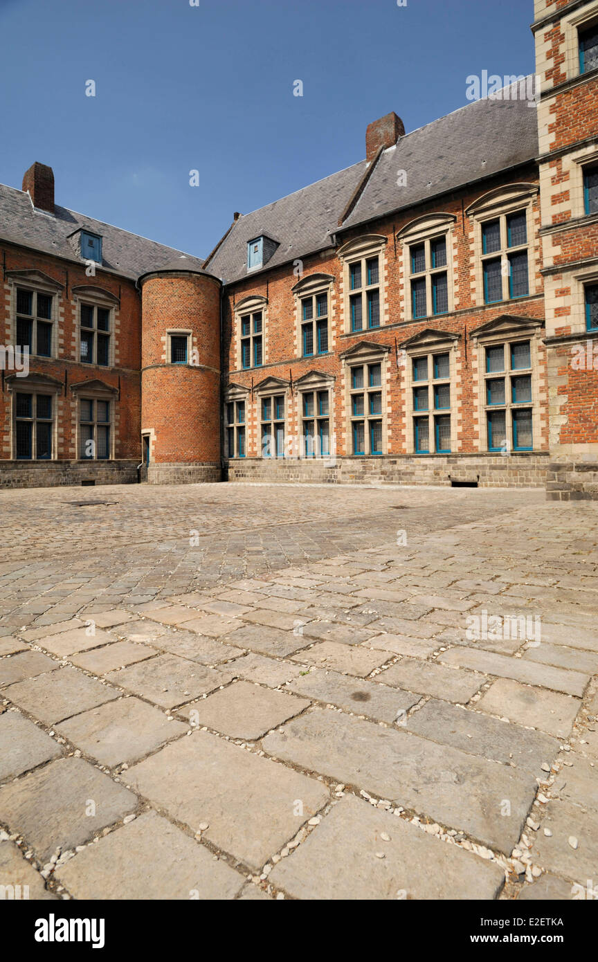 France, Nord, Douai, Chartreuse museum, deserted interior courtyard ...