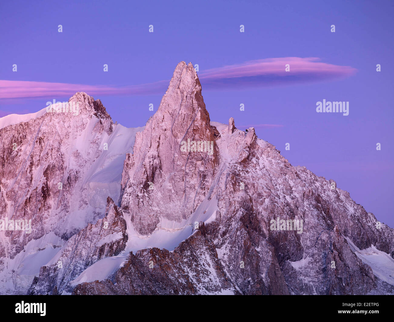 France, Haute Savoie, Chamonix Mont Blanc, the Dent du Geant (4013m) at ...