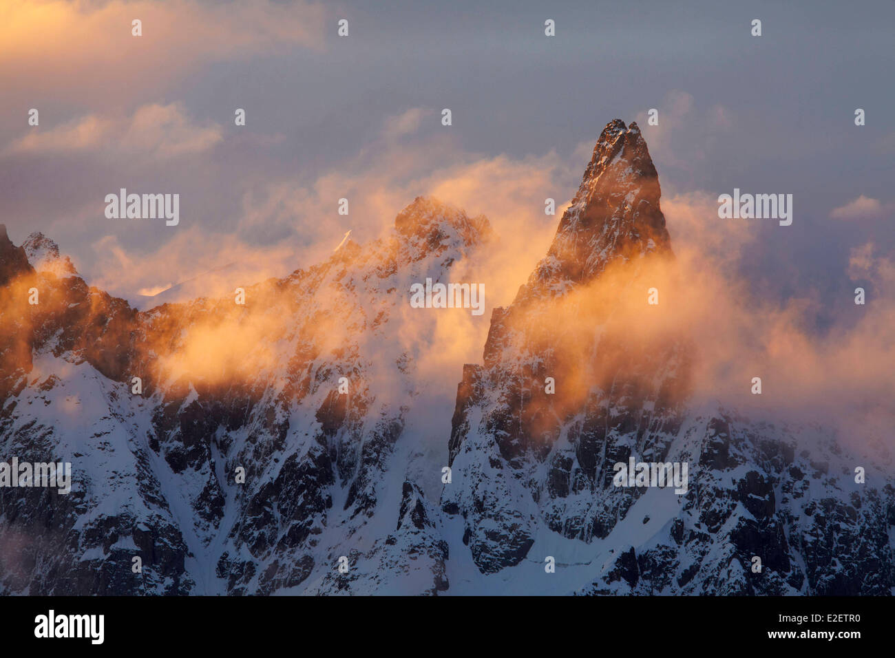 France, Haute Savoie, Chamonix Mont Blanc, the Dent du Geant (4013m) at ...