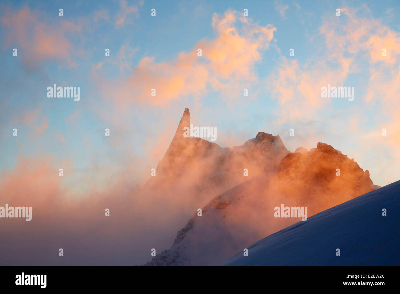 France, Haute Savoie, Chamonix Mont Blanc, the Dent du Geant (4013m) at ...