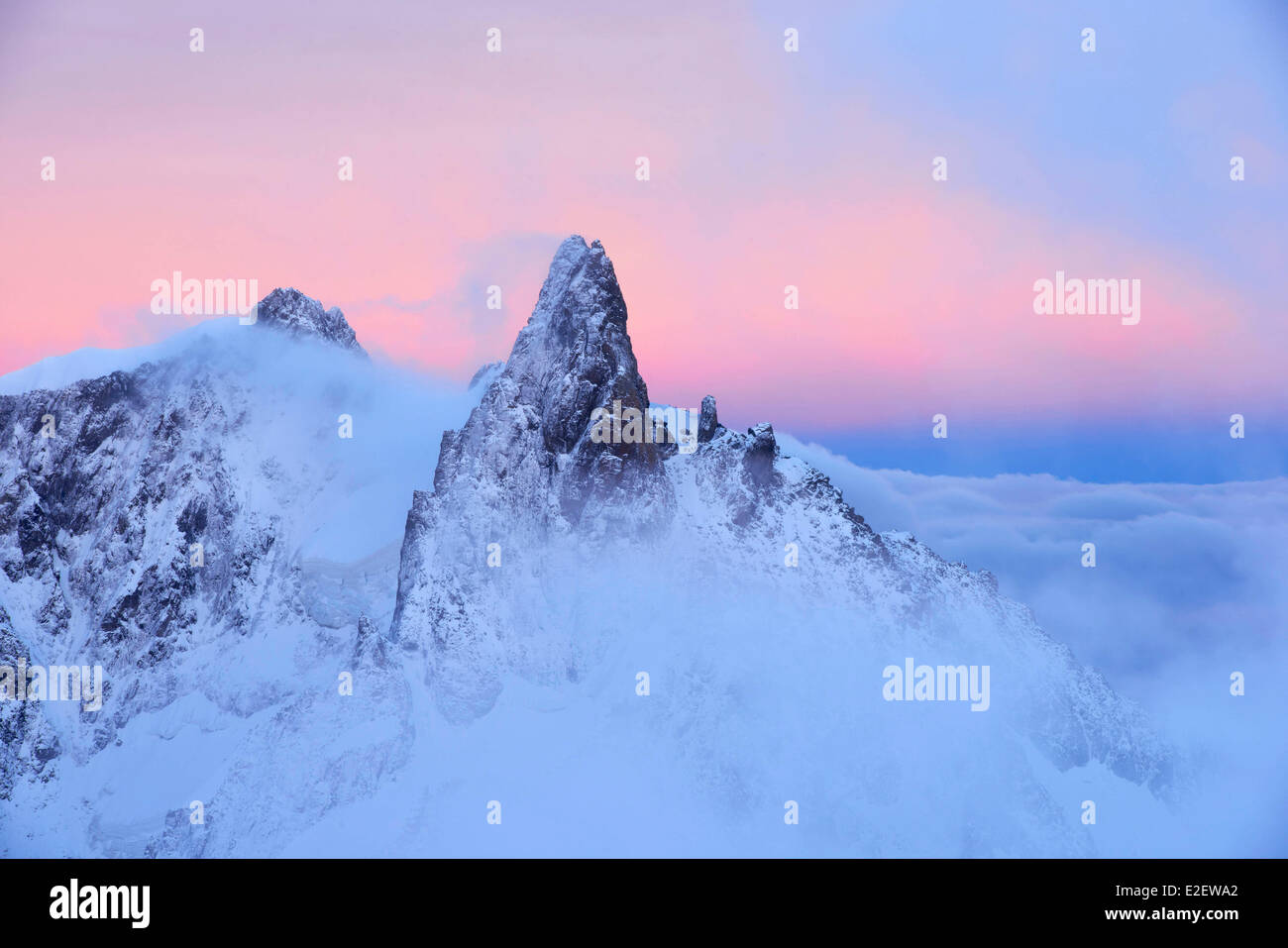 France, Haute Savoie, Chamonix Mont Blanc, the Dent du Geant (4013m) at ...