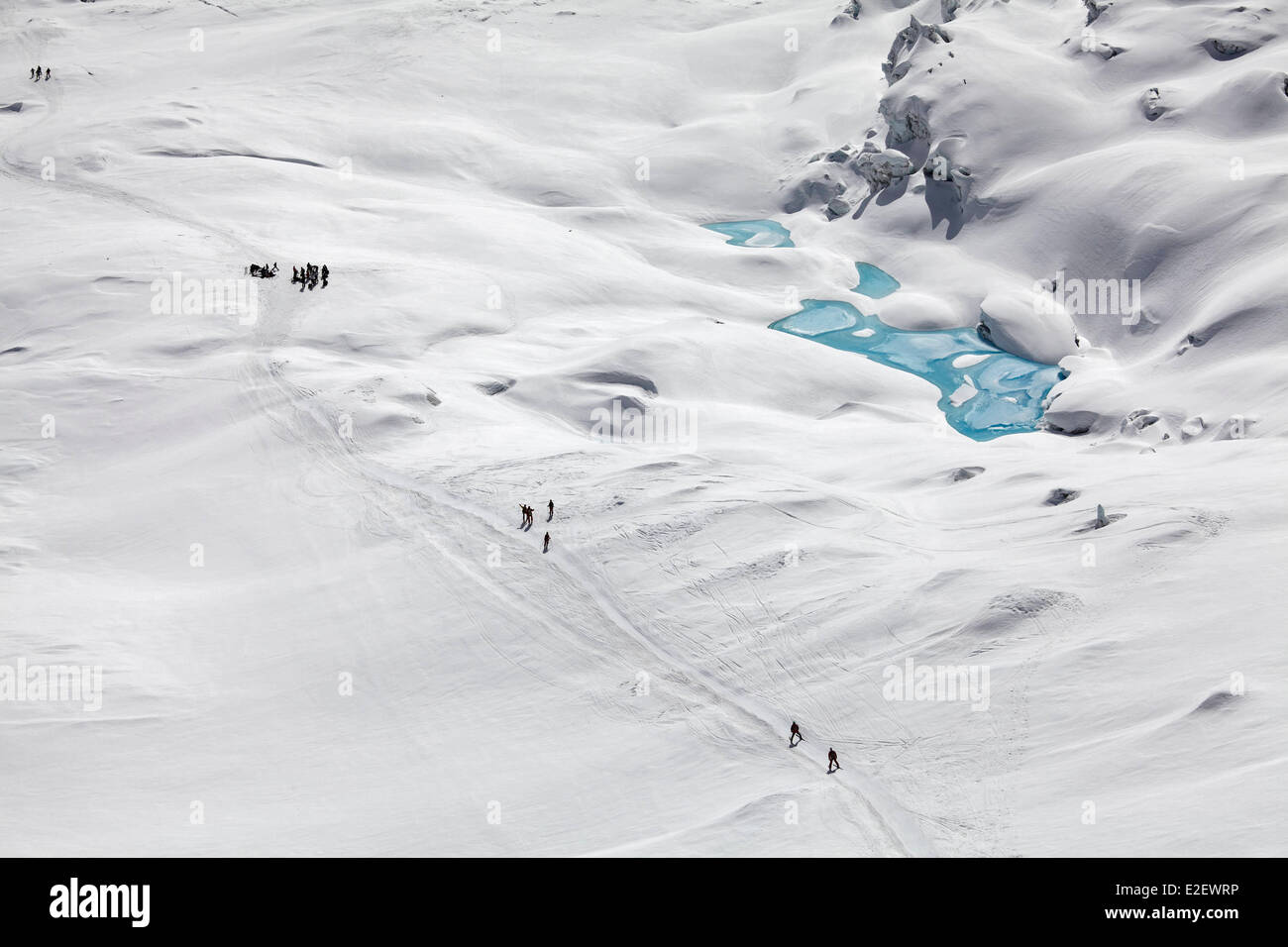 France, Haute Savoie, Chamonix, glacial lake on the Mer de Glace, Mont ...