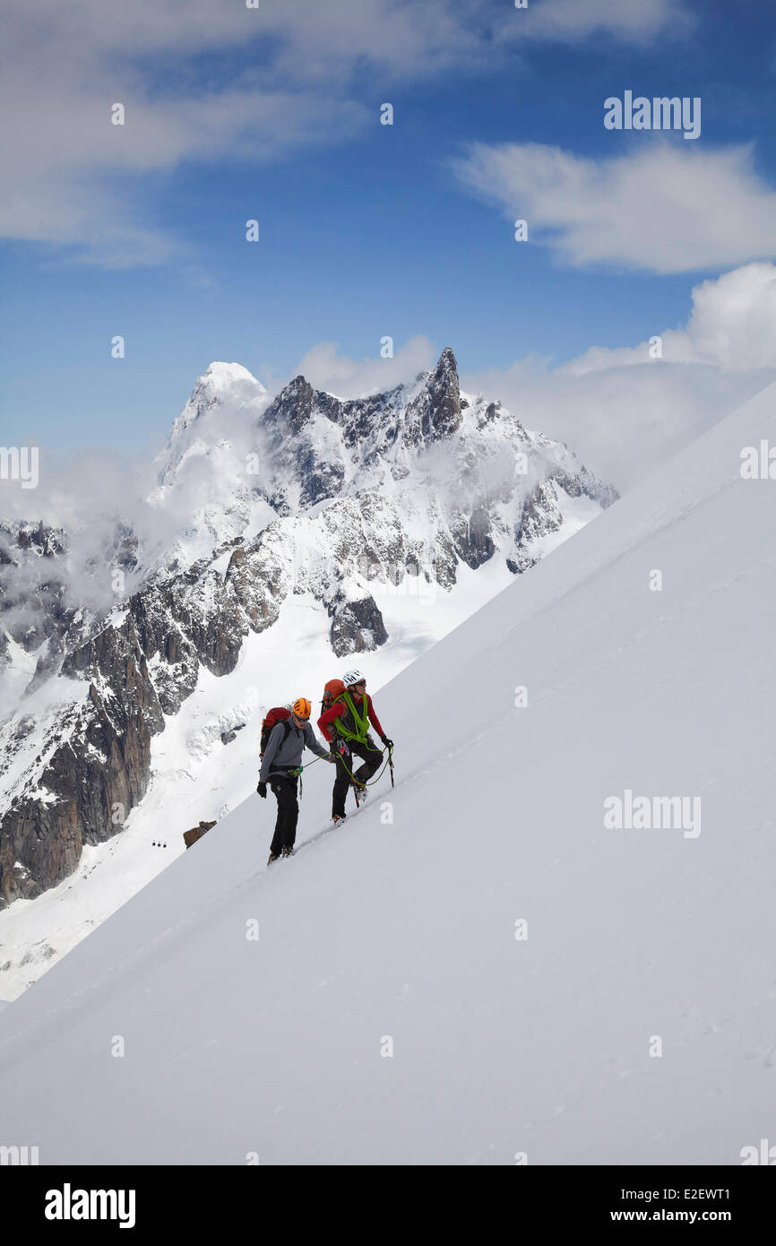 France, Haute Savoie, Chamonix, the Dent du Geant (4013m), Mont Blanc ...